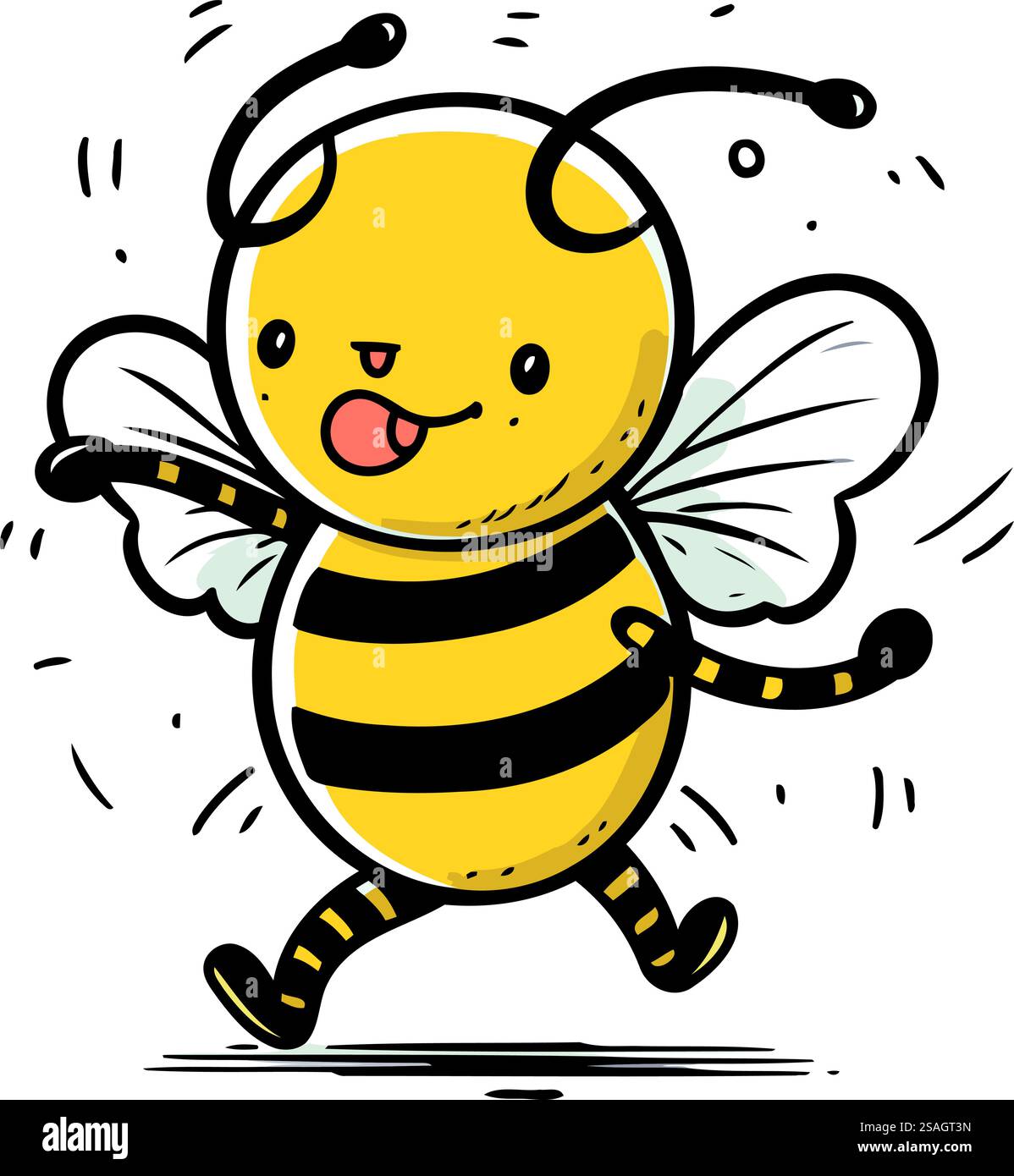 Cute cartoon bee. Vector illustration. Hand drawn doodle style Stock ...