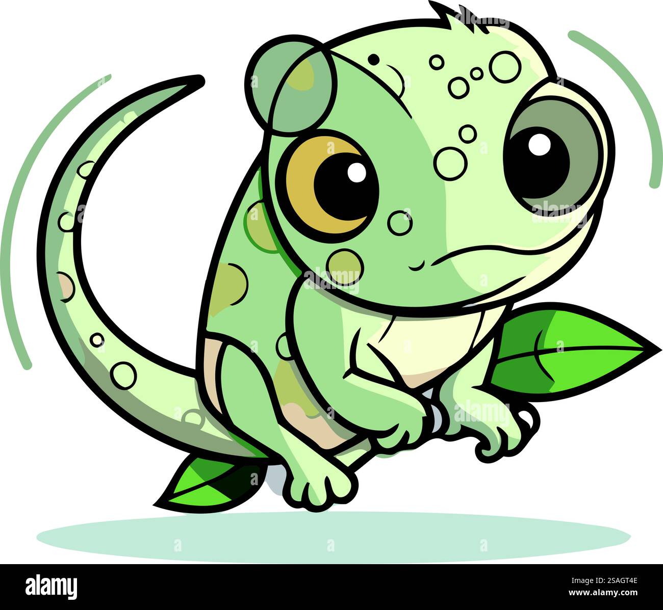 Cute chameleon cartoon character on white background vector ...