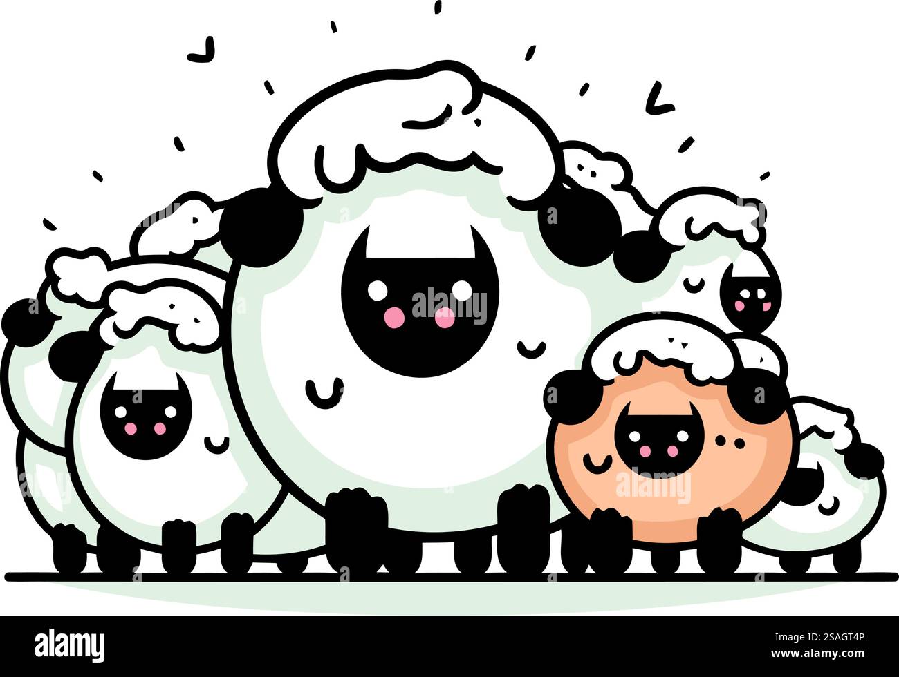 Cute sheeps family. Cute cartoon sheep characters. Vector illustration ...