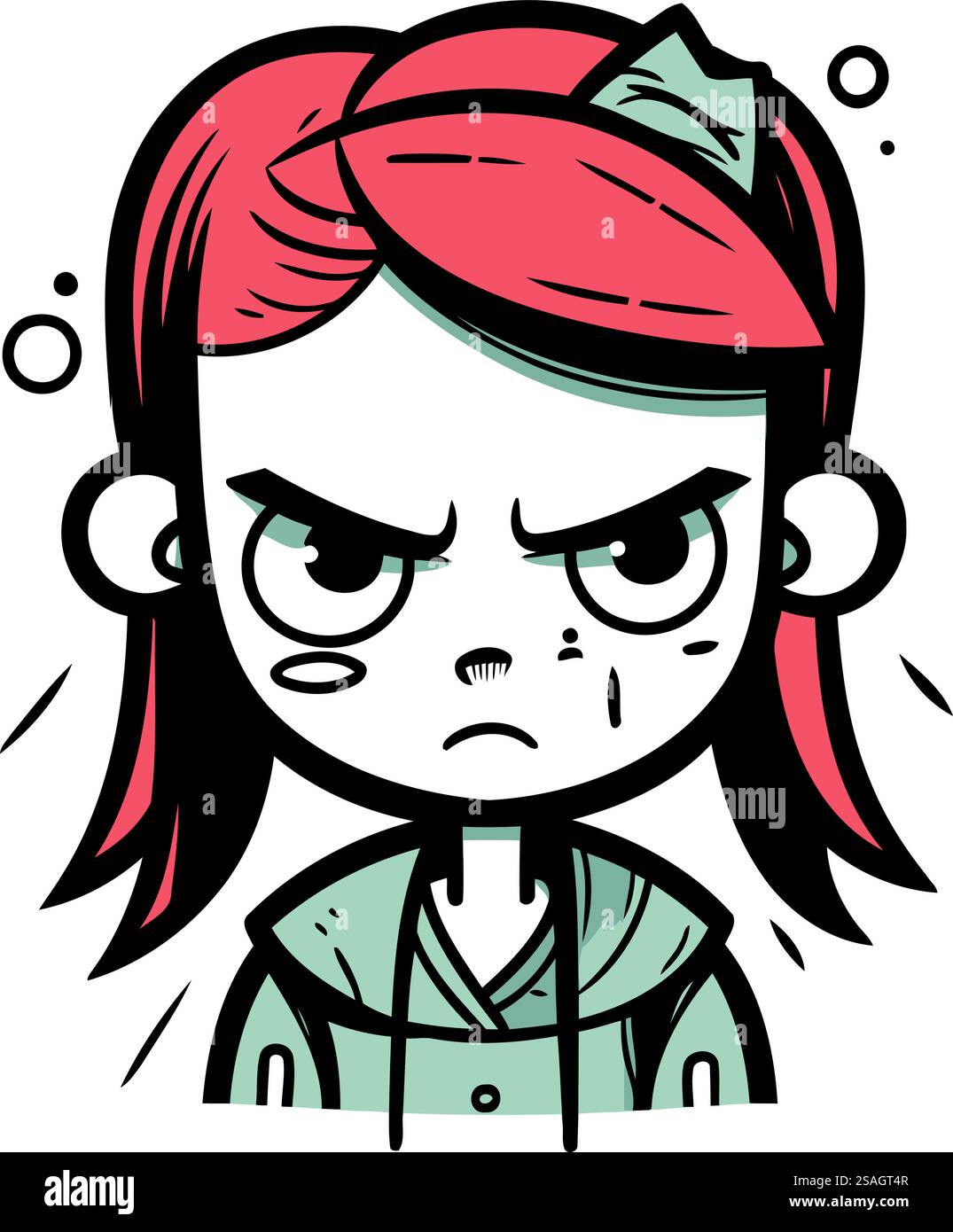 Angry cartoon girl. Vector illustration isolated on white background ...