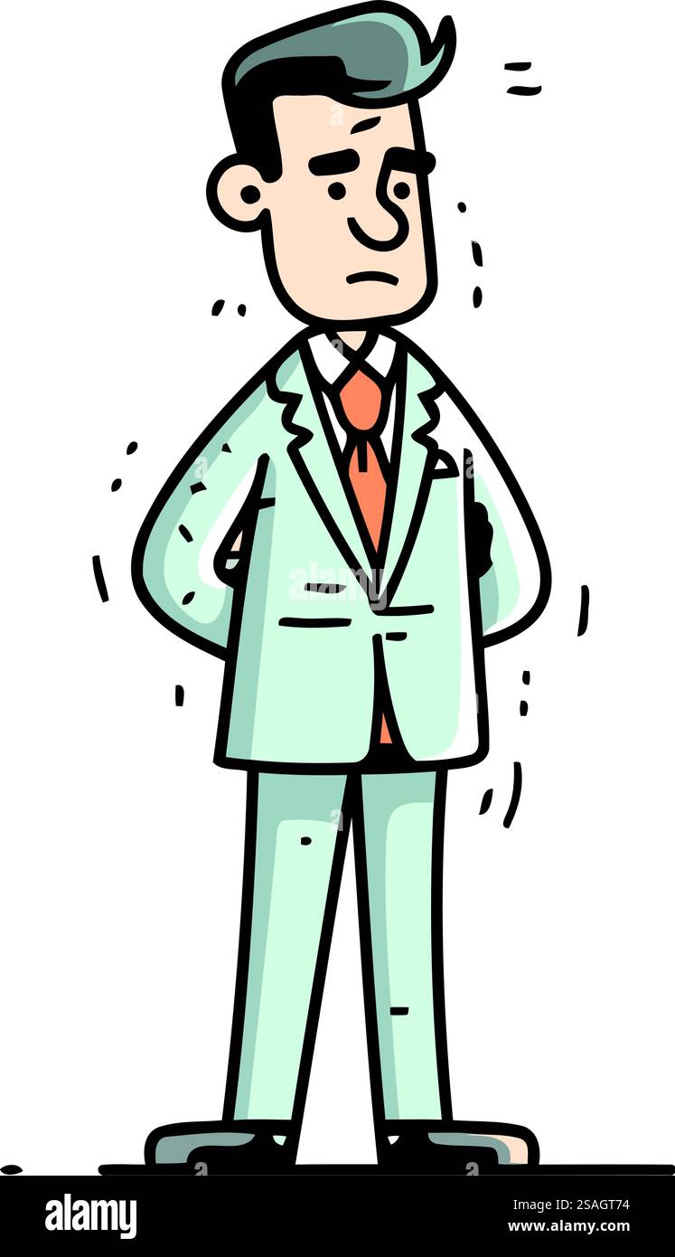 Businessman feeling sad. Vector illustration in doodle style Stock ...