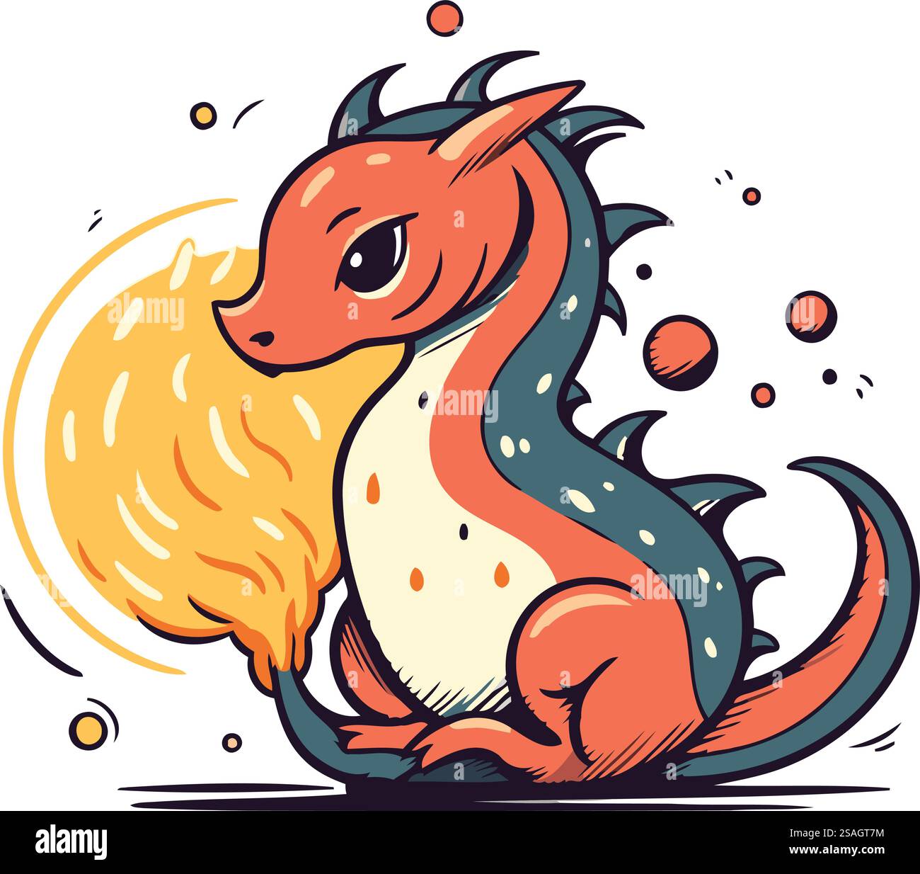 Cute cartoon dragon. Vector illustration isolated on a white background ...