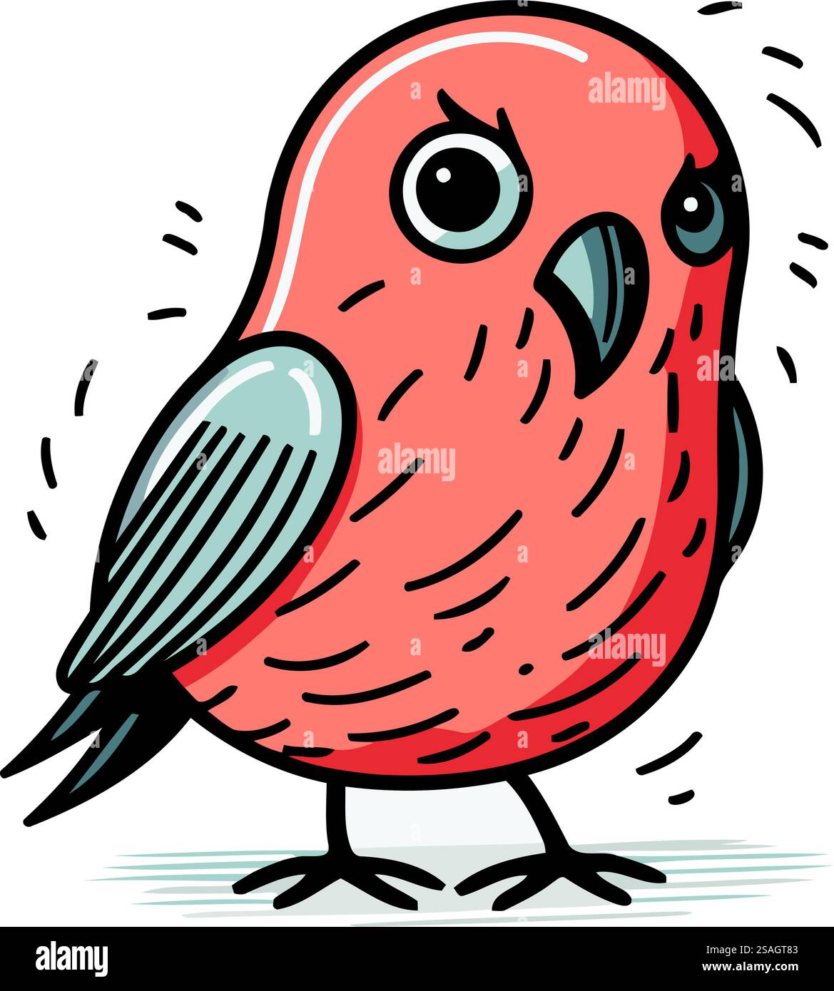 Vector illustration of cute red bird. Isolated on white background ...