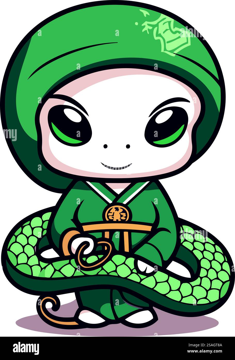 Cute japanese kawaii snake. Vector illustration Stock Vector Image ...