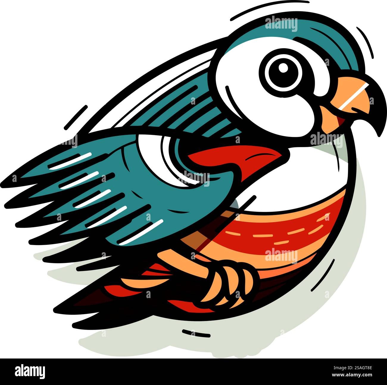 Illustration of a cute cartoon parrot on a white background Stock ...