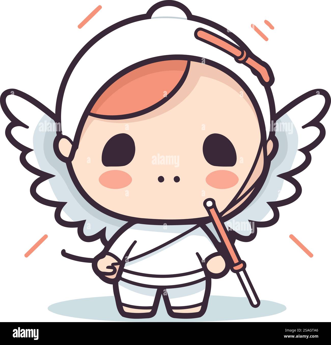 Cute angel with bow and arrow. Vector illustration in cartoon style ...