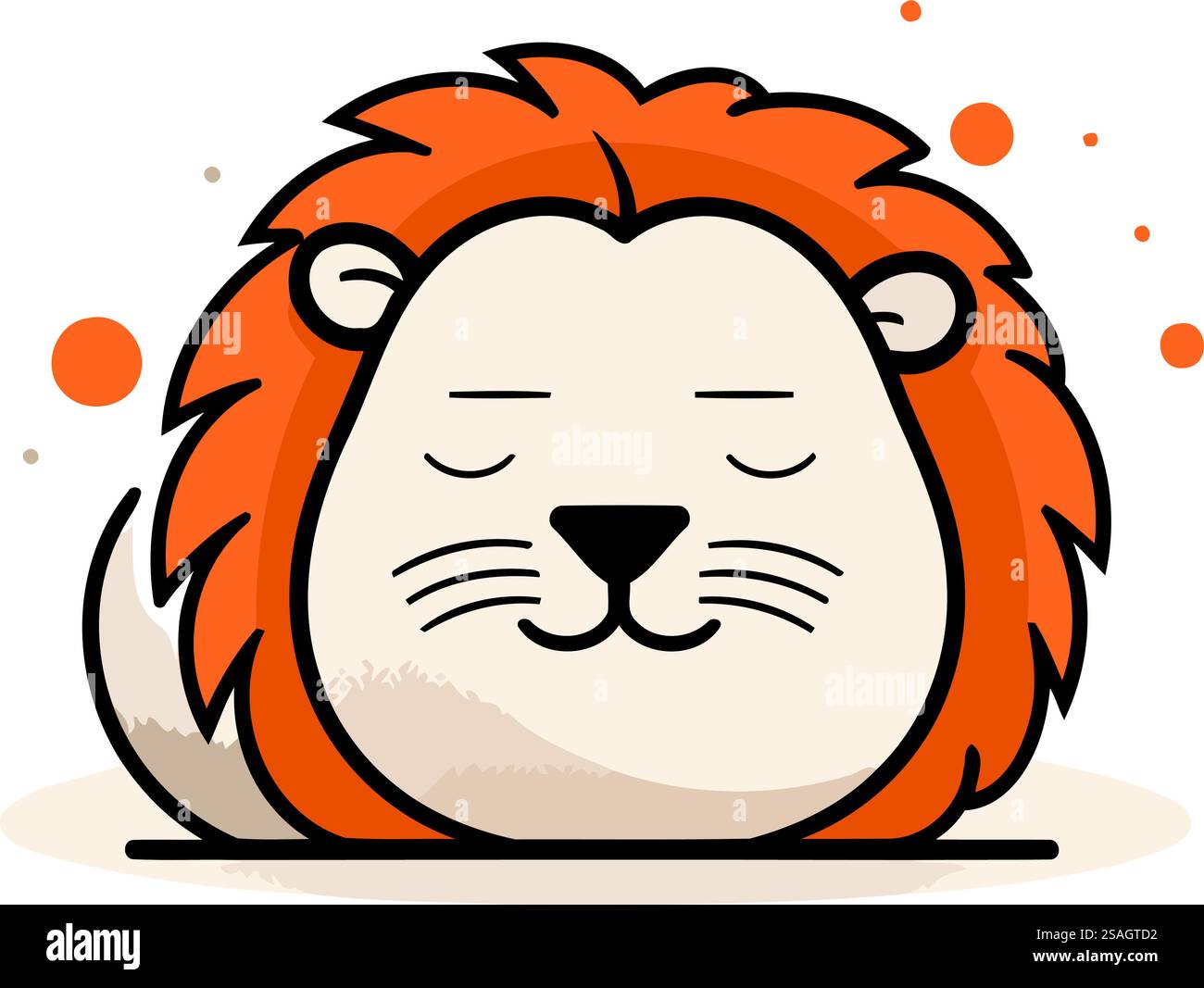 Lion sleeping. Cute cartoon animal character. Vector illustration Stock ...