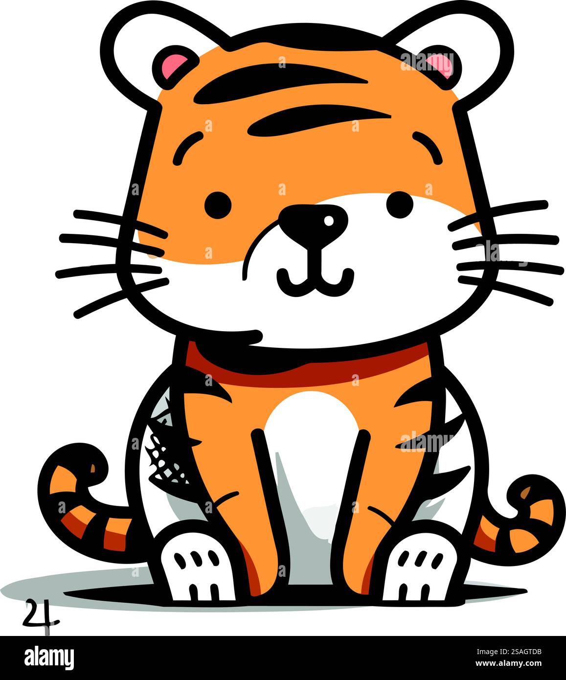Cute cartoon tiger. Vector illustration isolated on a white background ...