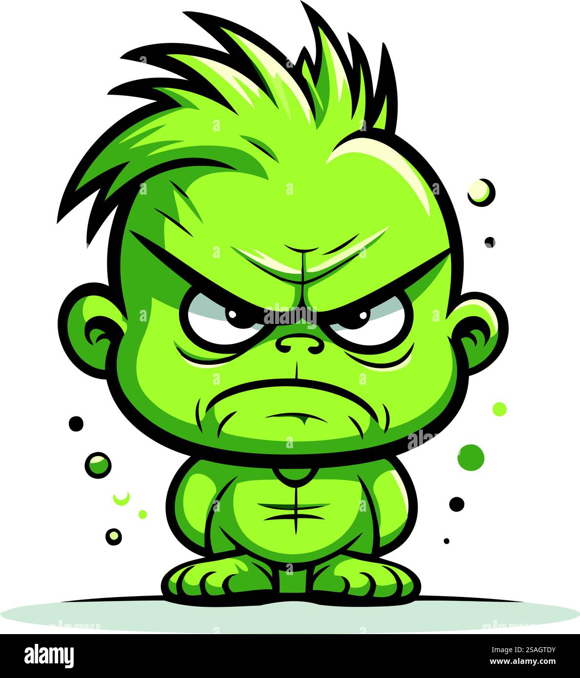 Angry cartoon green monster isolated on white background. Vector ...