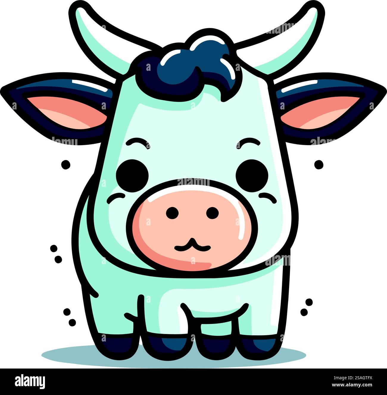Cute cartoon cow. Vector illustration. Isolated on white background ...