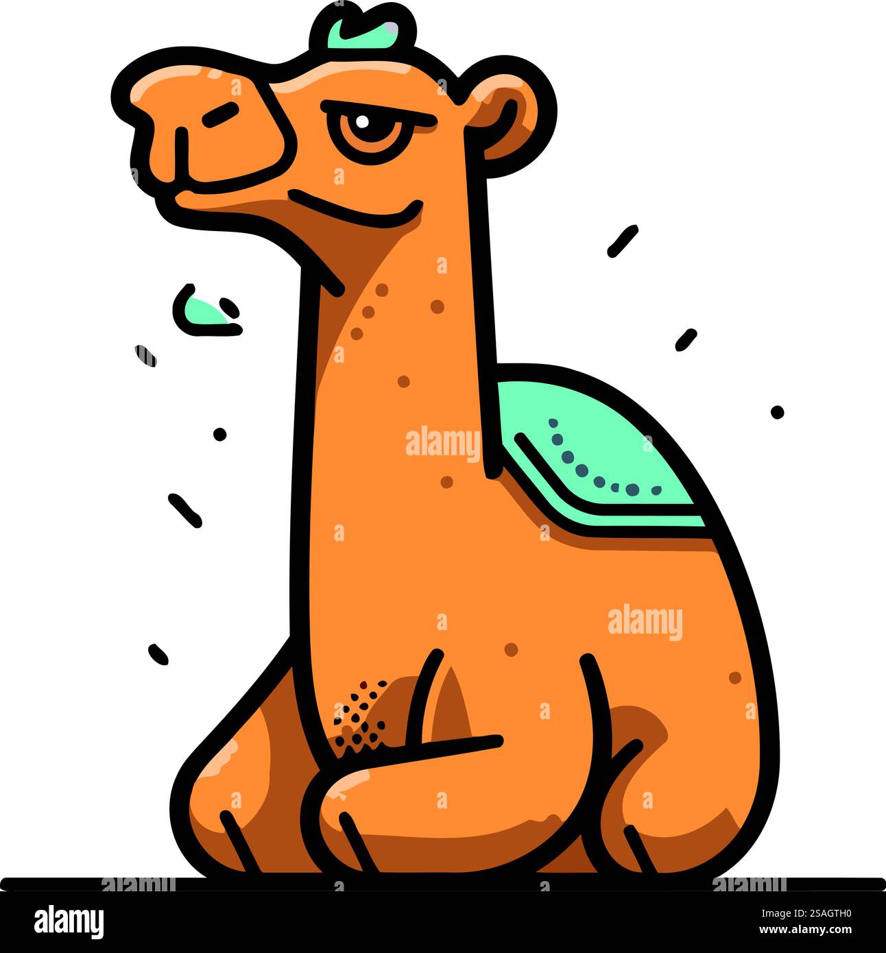 Camel character in flat style. Cute camel sitting. Vector illustration ...