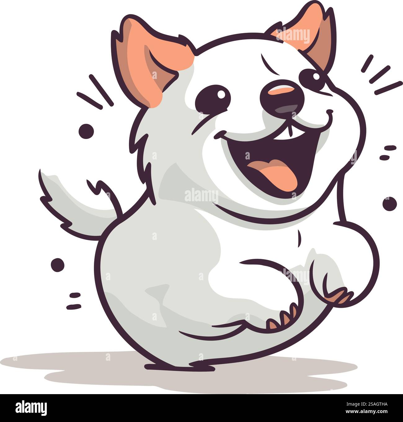 Cute cartoon white dog. Vector illustration isolated on white ...