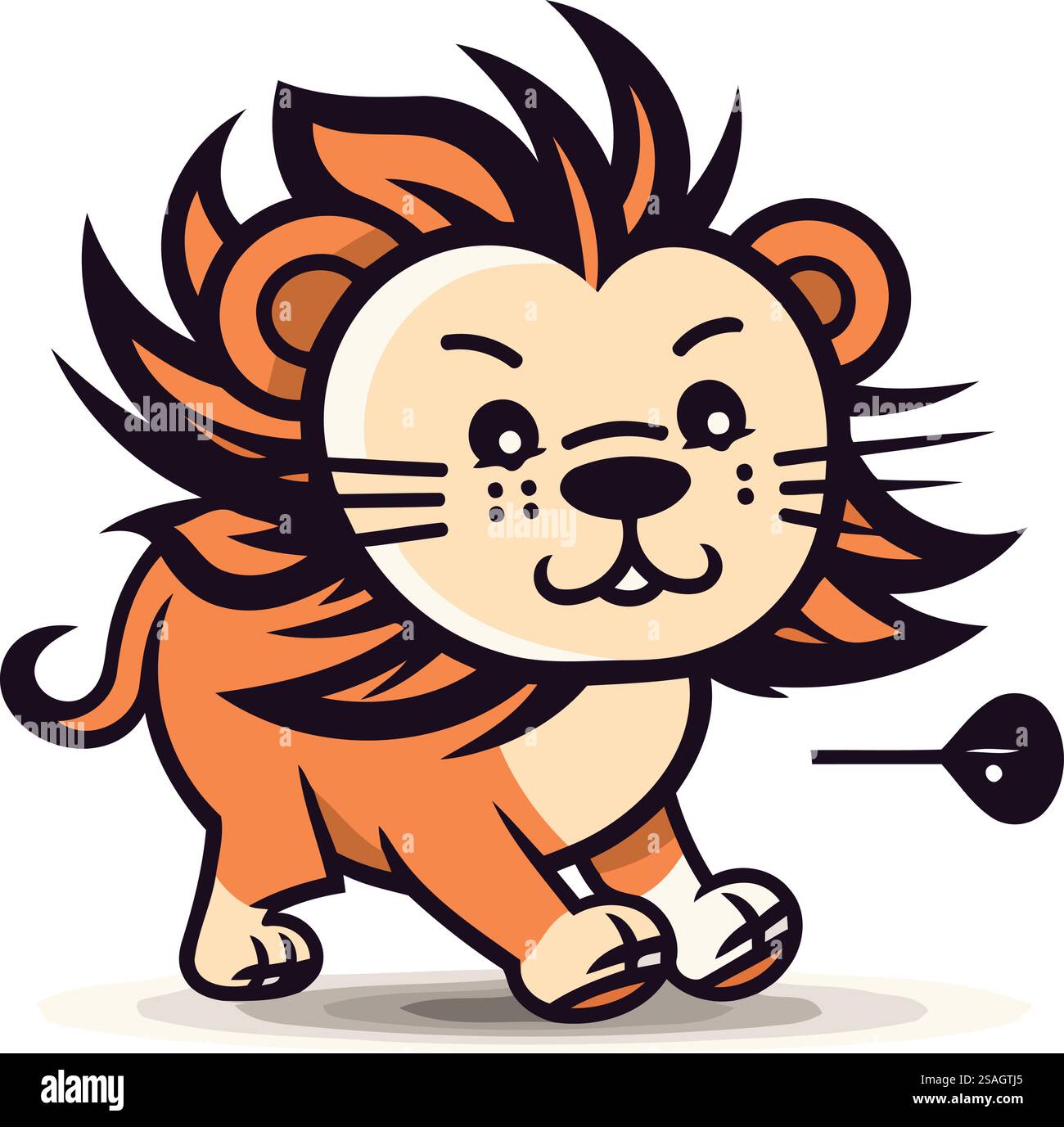 Lion playing golf. Vector illustration of a cartoon animal character ...