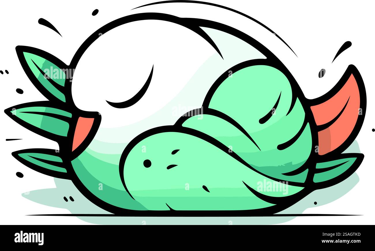 Illustration of a cute bird sleeping on the ground. Vector illustration ...