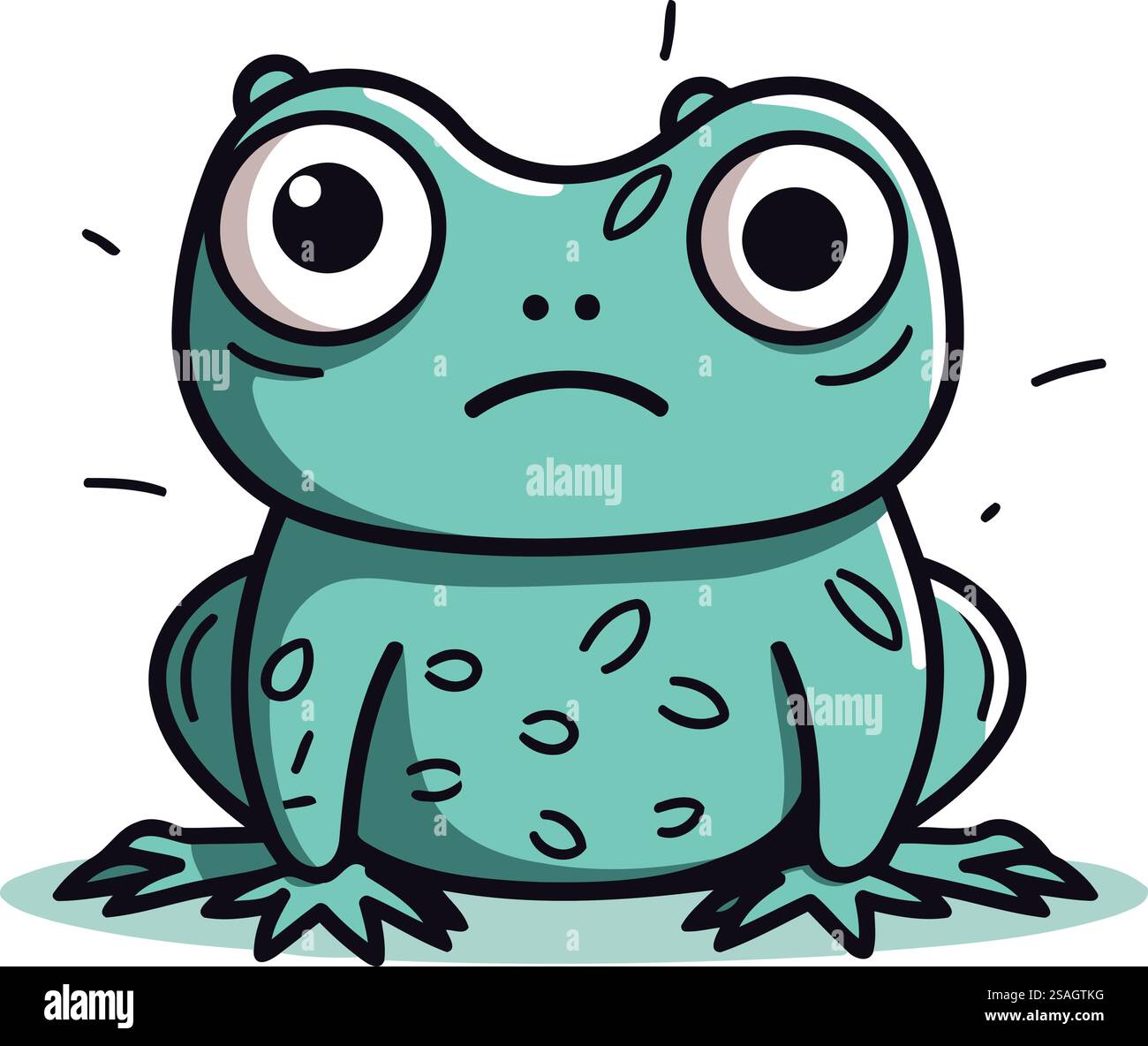 Frog with sad eyes. Vector illustration isolated on white background ...
