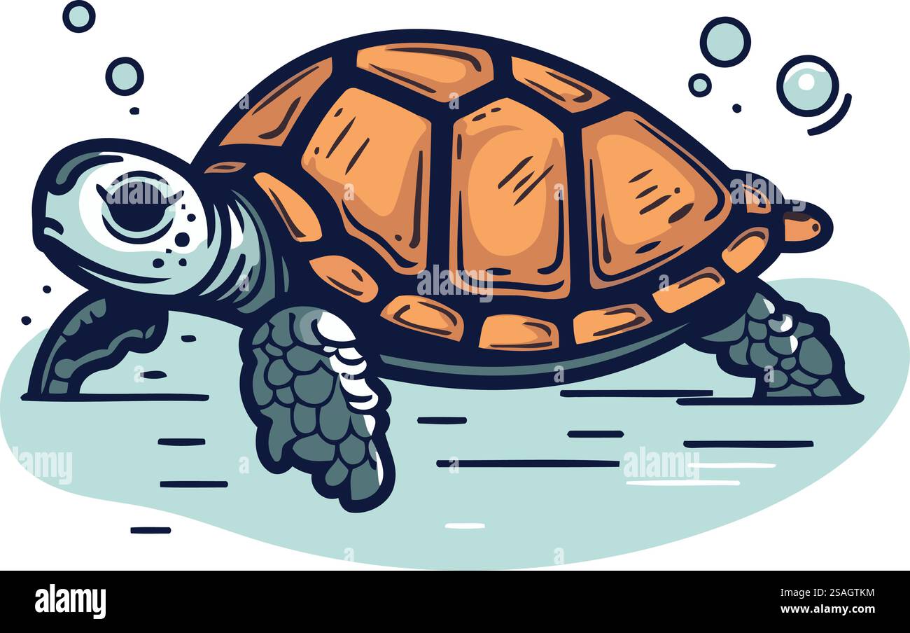 Turtle cartoon vector illustration. Isolated on a white background ...