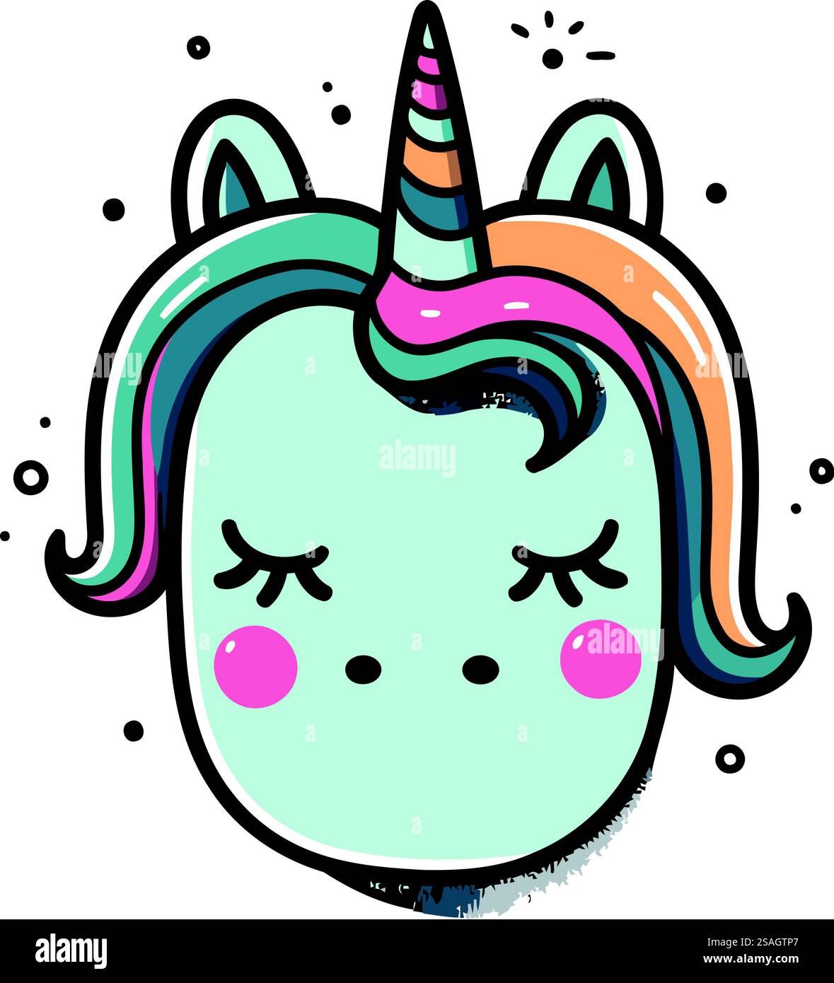 Cute cartoon unicorn head. Vector illustration isolated on white ...