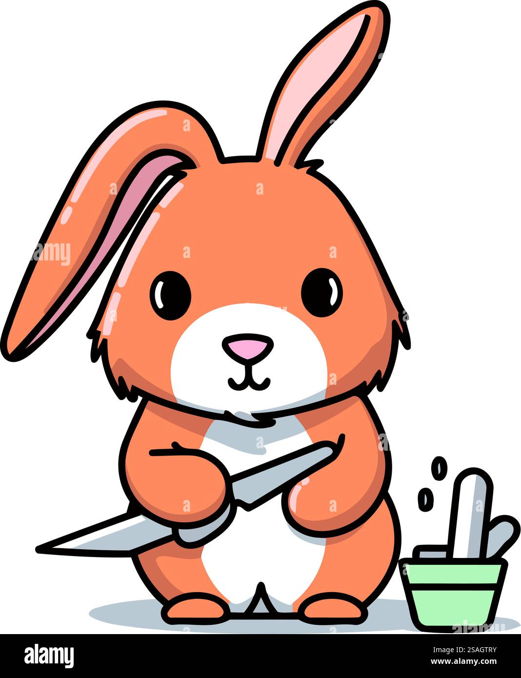 Rabbit with knife character cartoon vector illustration. Cute rabbit ...