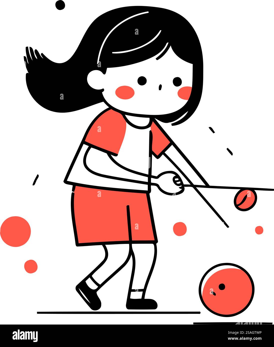 Girl playing golf. Vector illustration in flat style on white ...