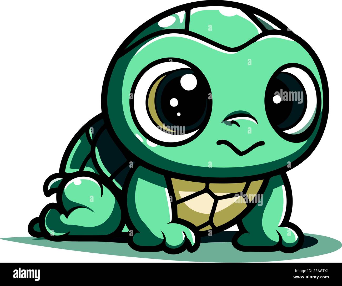 Cute cartoon turtle. Vector illustration isolated on a white background ...