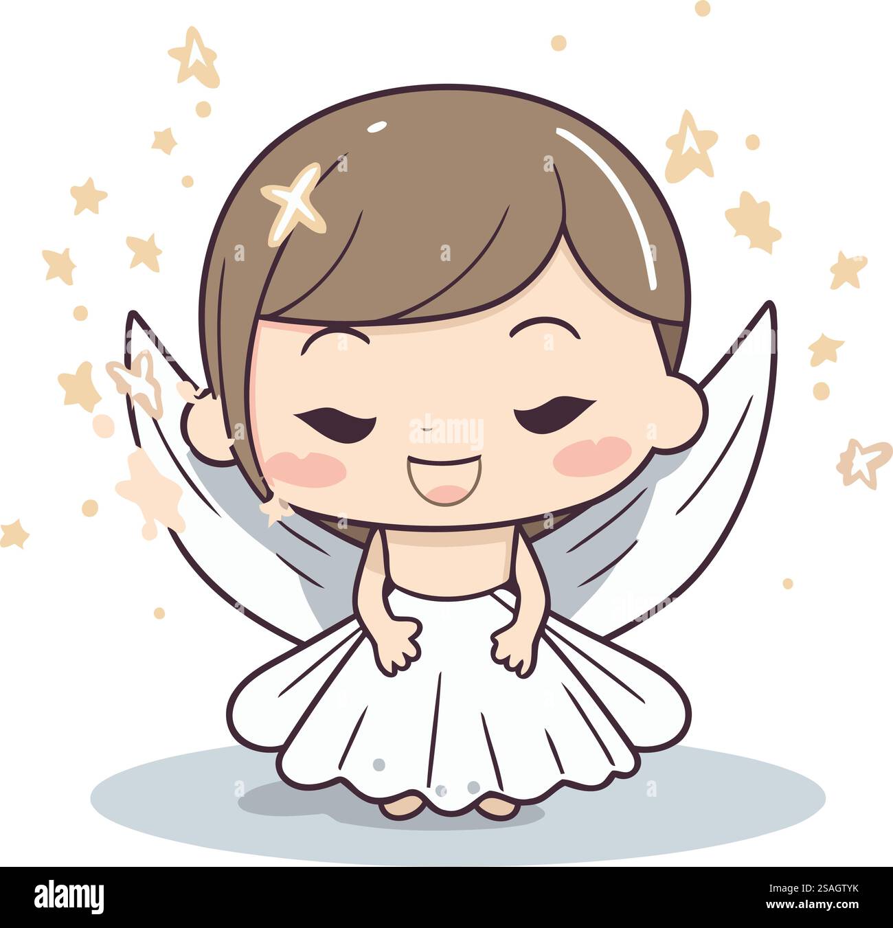 Cute angel girl. Vector illustration. Isolated on white background ...