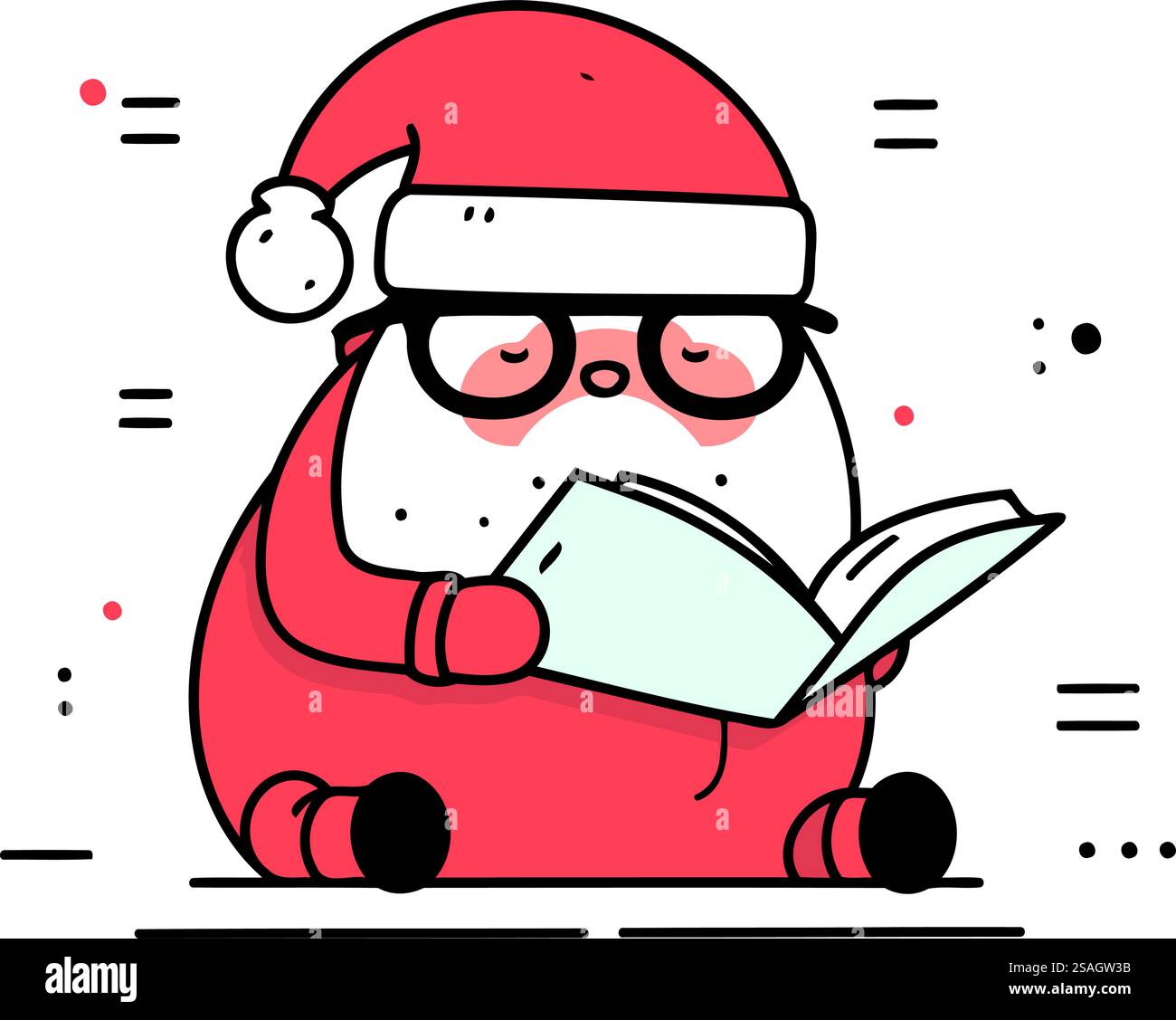 Cute santa claus reading a book. Vector illustration Stock Vector Image ...
