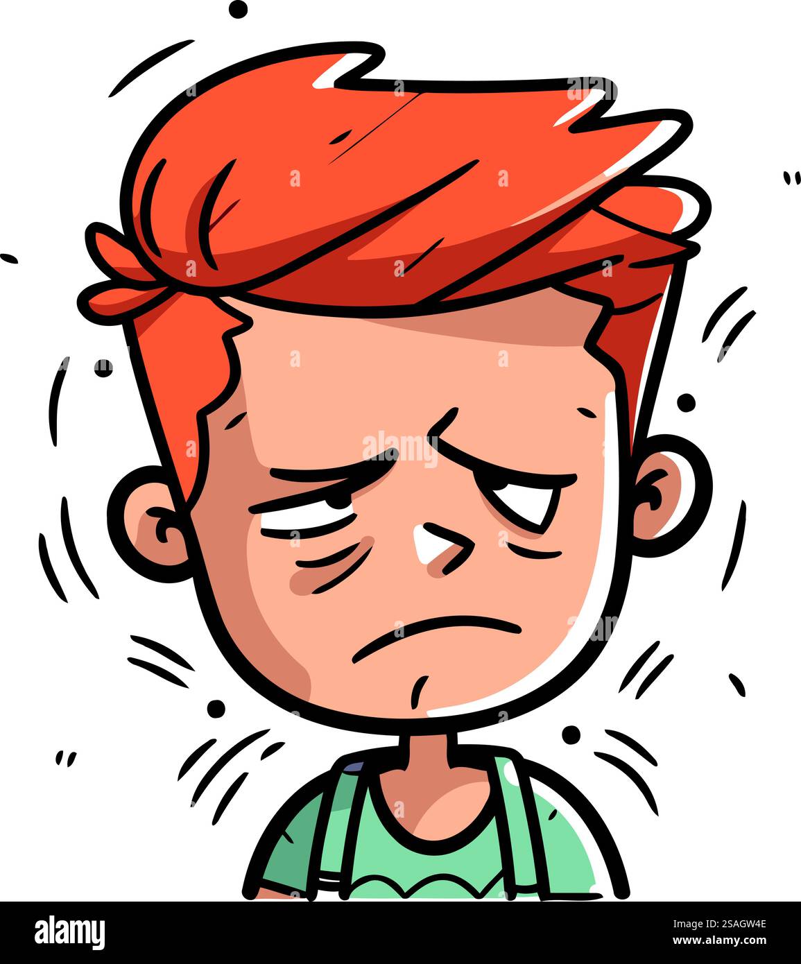 Angry cartoon boy. Vector illustration. Isolated on white background ...