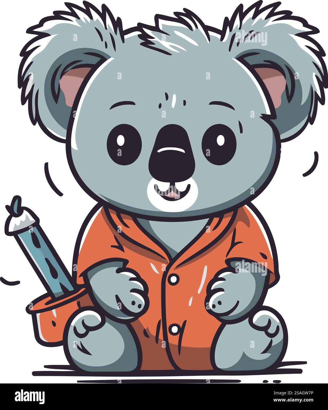 Cute cartoon koala in a red shirt. Vector illustration Stock Vector ...