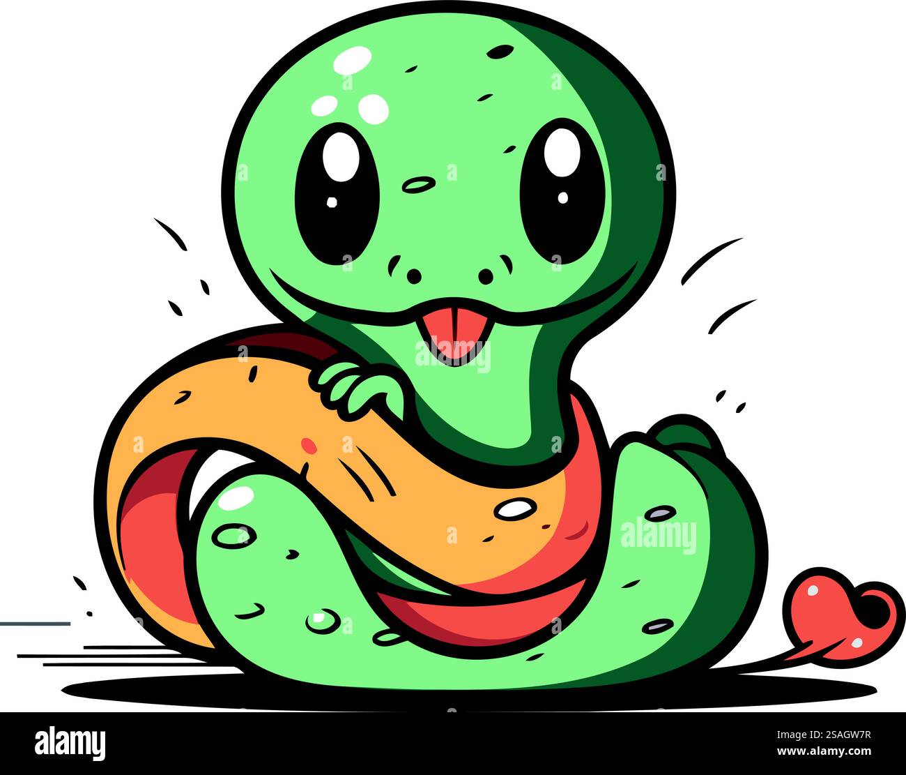 Cute cartoon snake. Vector illustration. Isolated on white background ...
