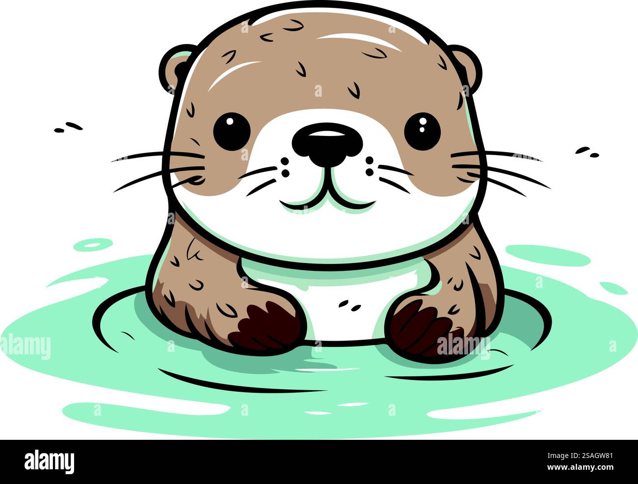 Cute otter in water. Vector illustration for your design Stock Vector ...