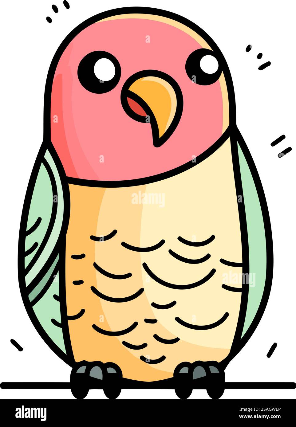 Vector illustration of cute parrot isolated on white background. Flat ...