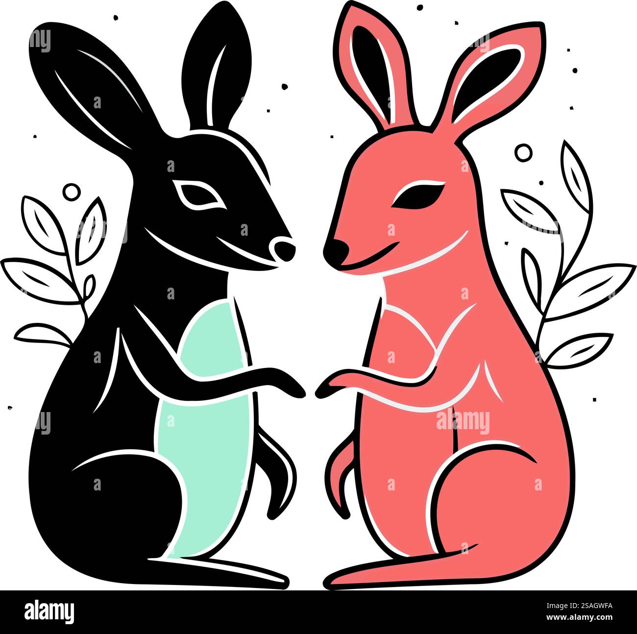 Vector illustration of two cute kangaroos. Happy easter Stock Vector Image & Art - Alamy