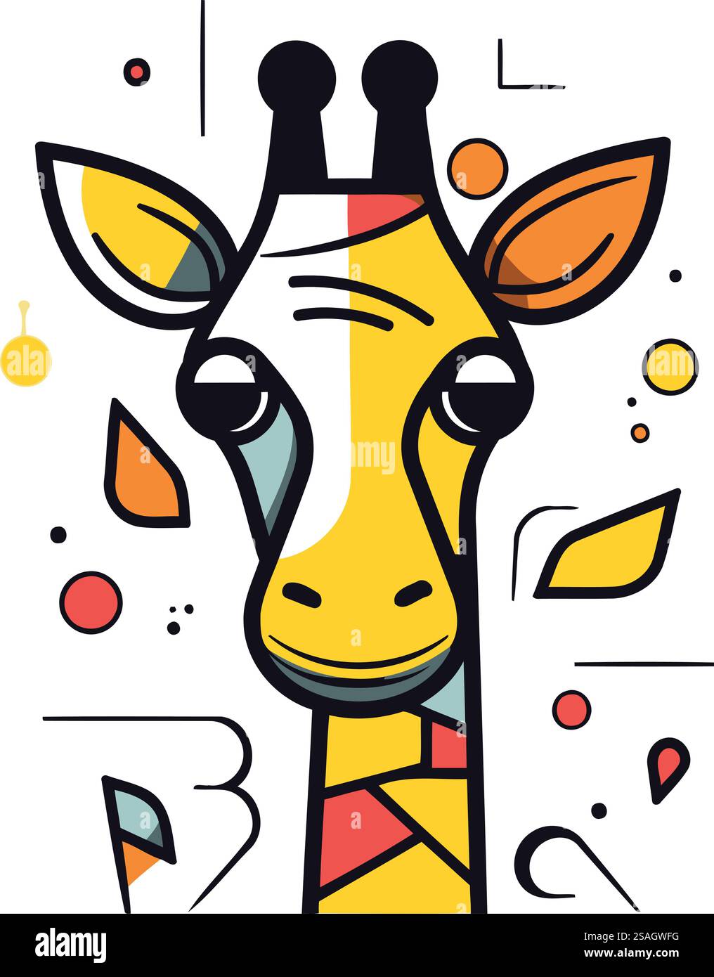 Giraffe head with geometric pattern. Colorful vector illustration Stock ...