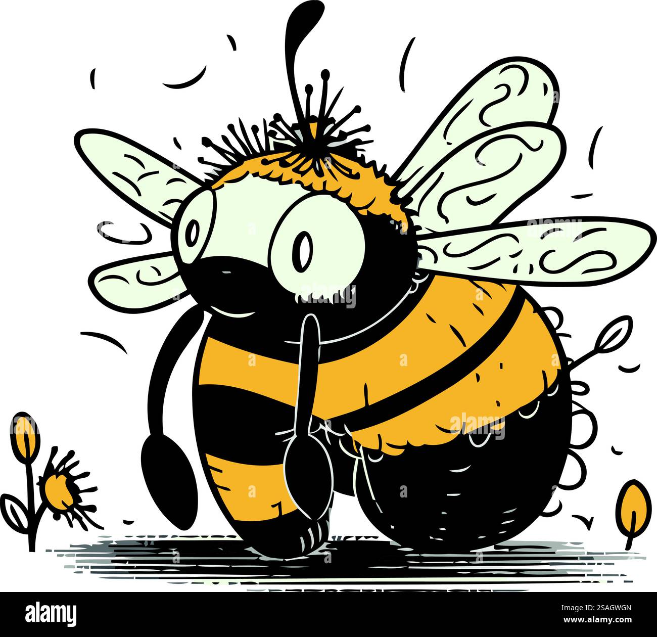 Cartoon bee. Vector illustration. Isolated on white background Stock ...