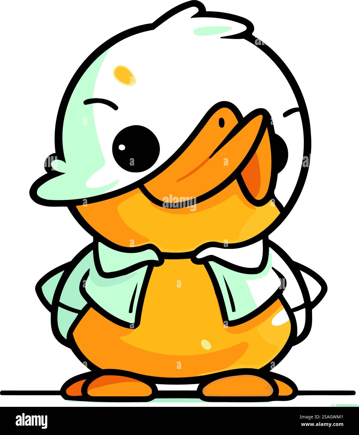 Cute little duckling. Vector illustration. Isolated on white background ...