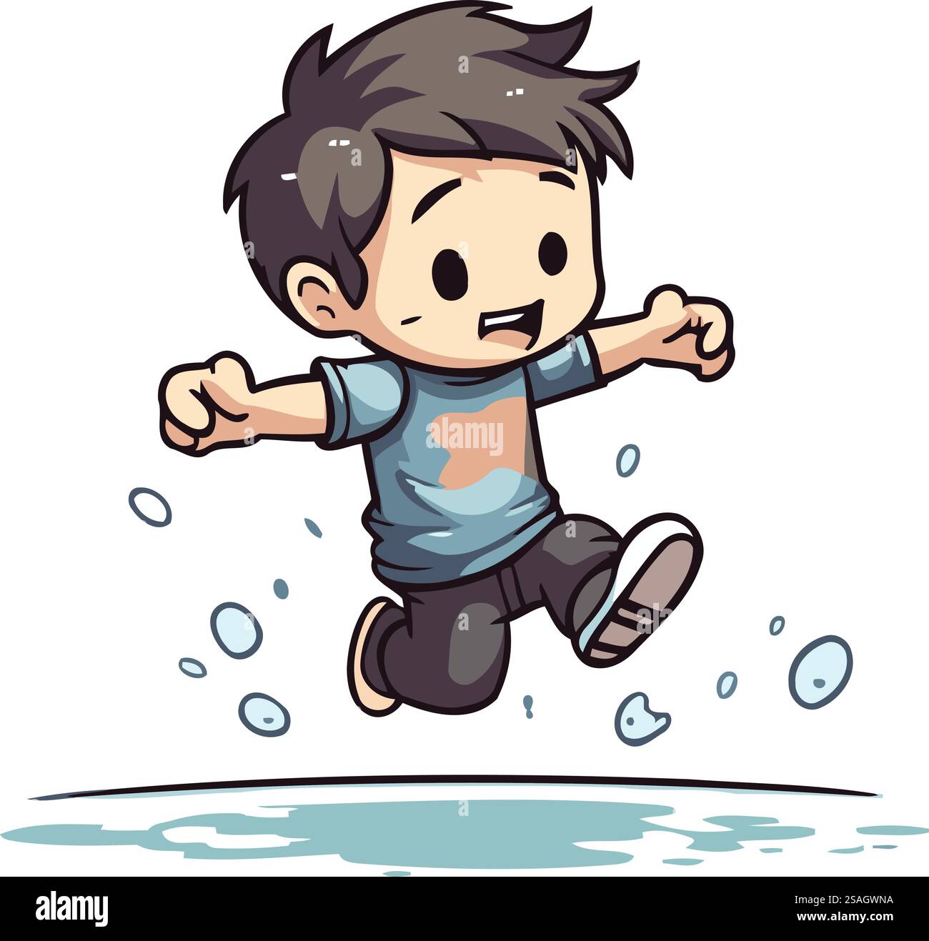 Cartoon boy running in the rain. Vector clip art illustration Stock ...