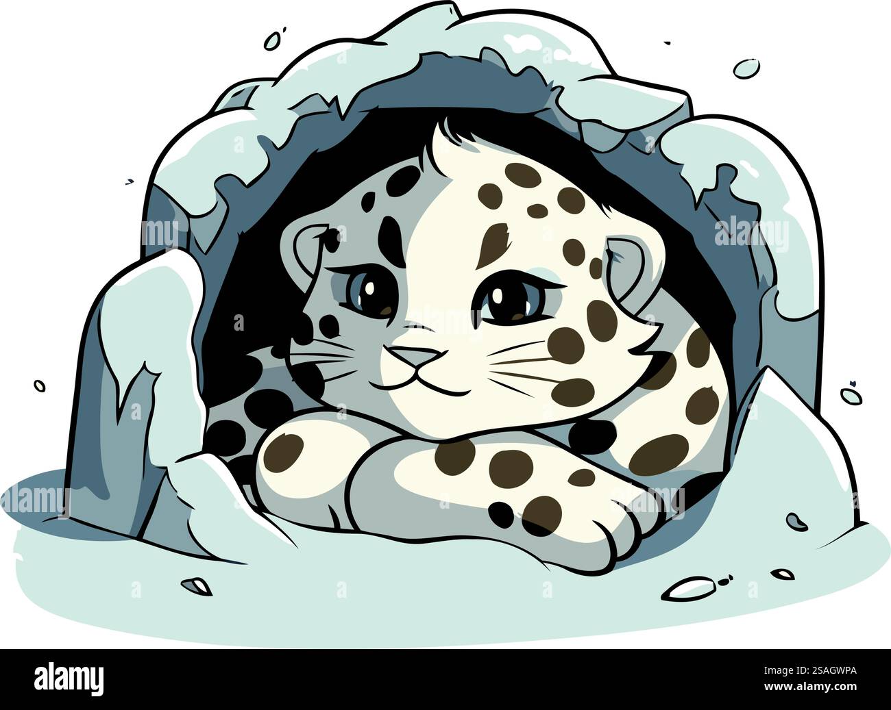Cute cartoon leopard sleeping in a hole. Vector illustration Stock ...