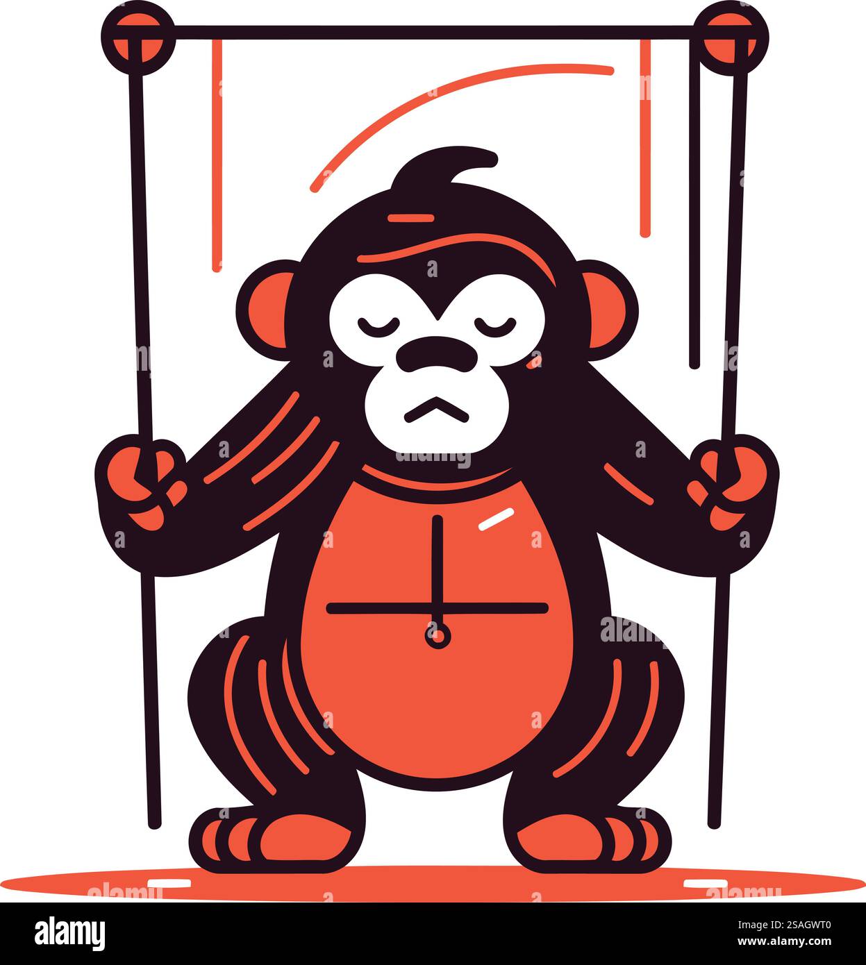 Monkey swinging on a swing. Vector illustration in cartoon style Stock ...
