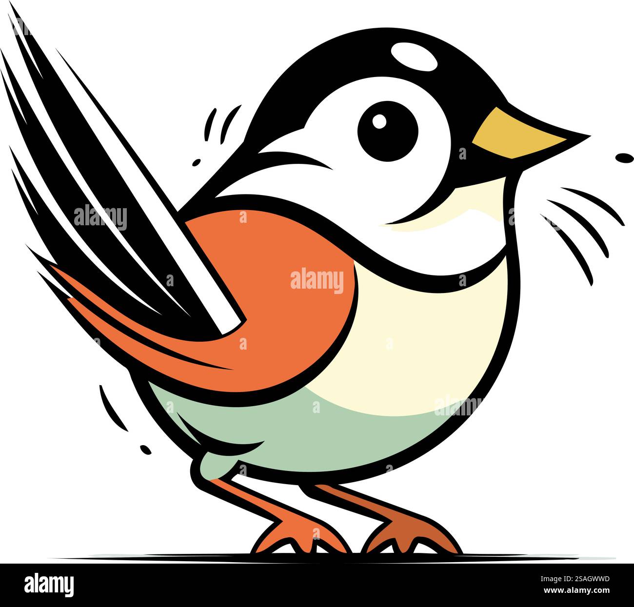 Titmouse cartoon vector illustration isolated on white background. Bird ...