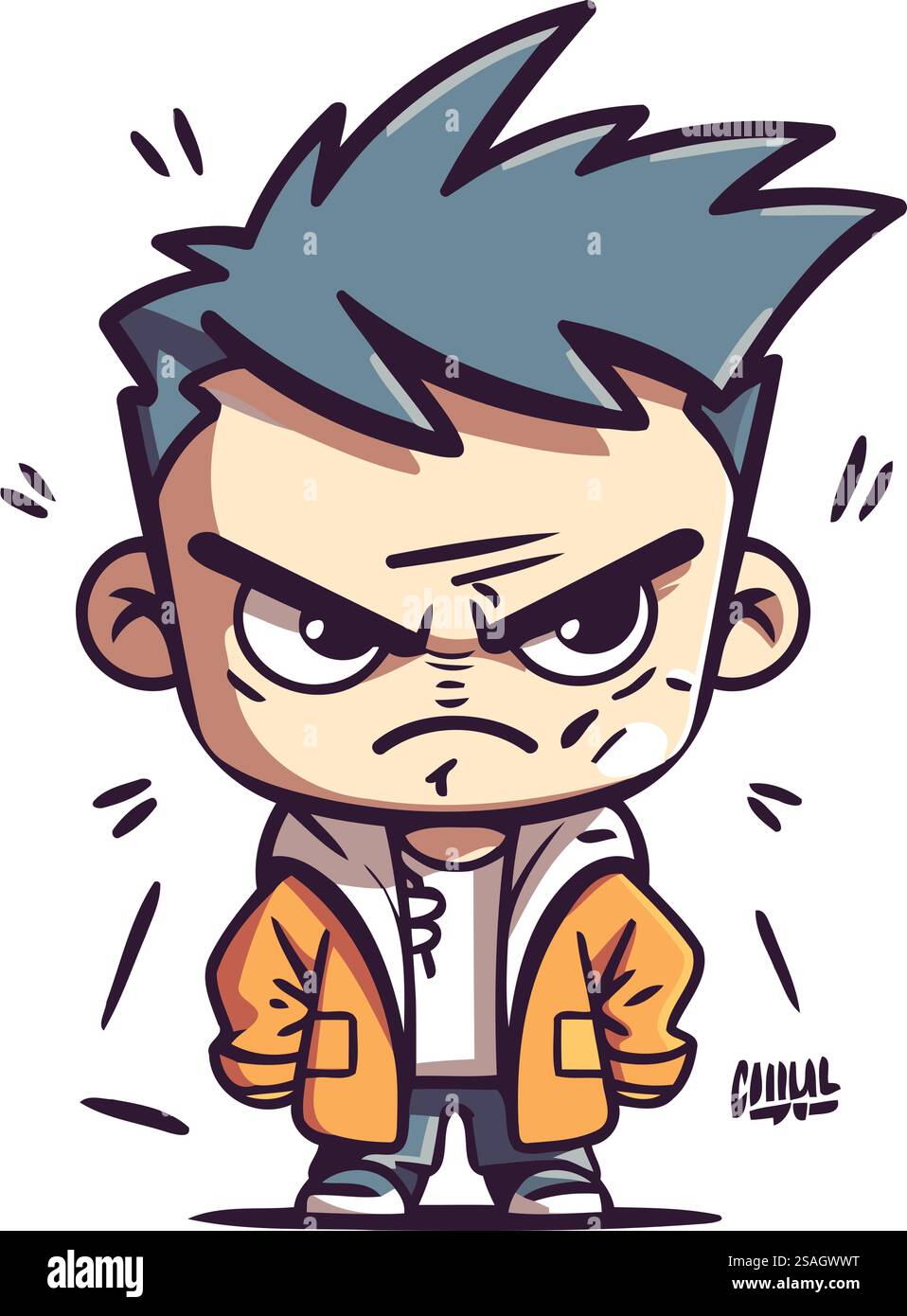 Angry cartoon man with angry expression. Vector clip art illustration ...