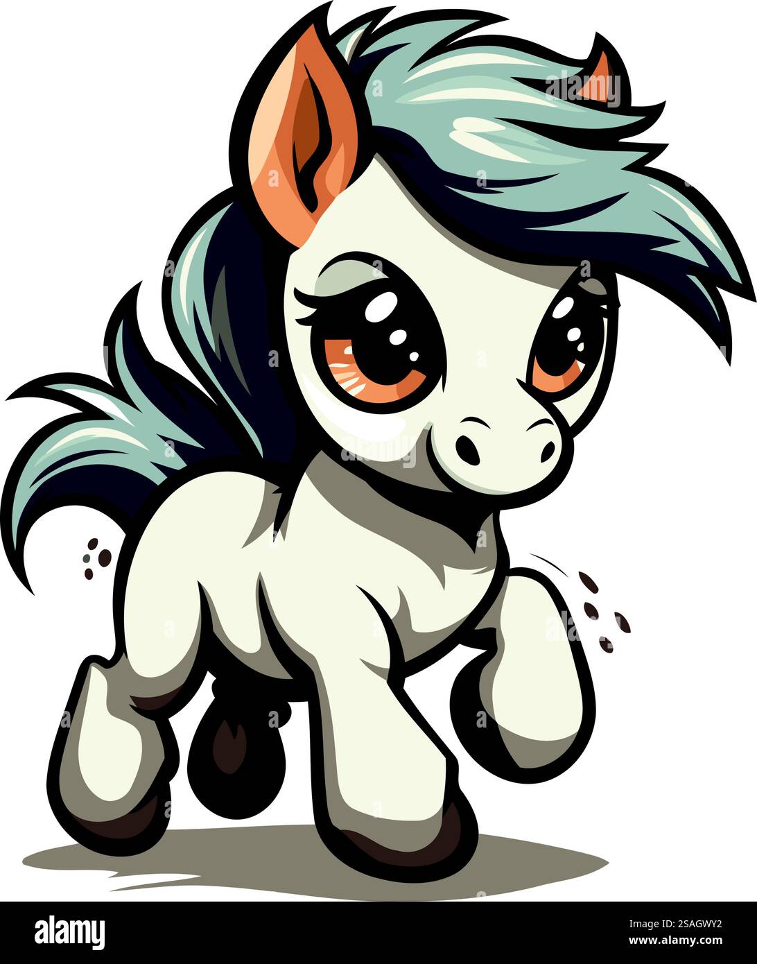 Cute cartoon pony isolated on a white background. Vector illustration ...