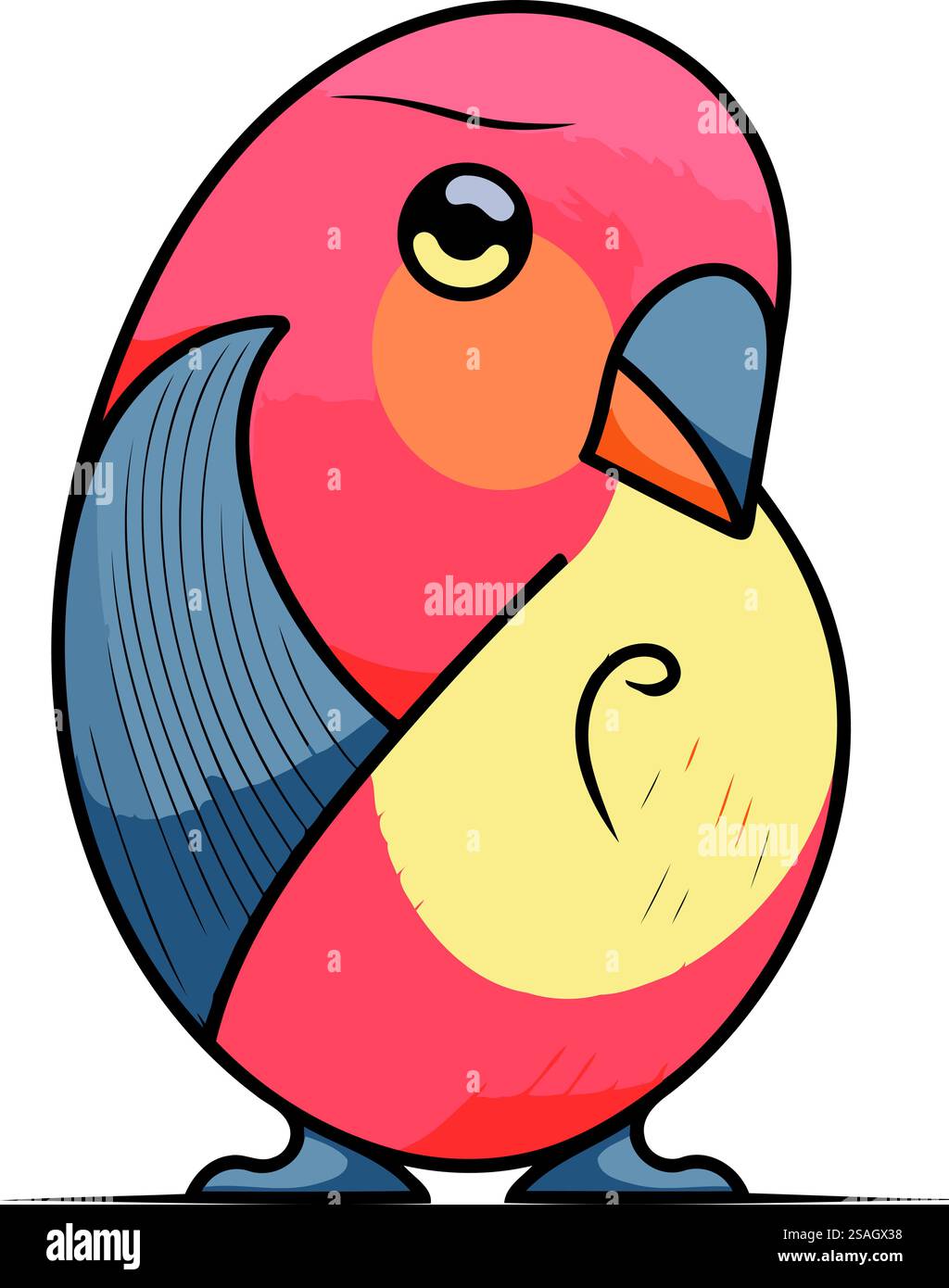 Cartoon vector illustration of a cute red parrot on white background ...