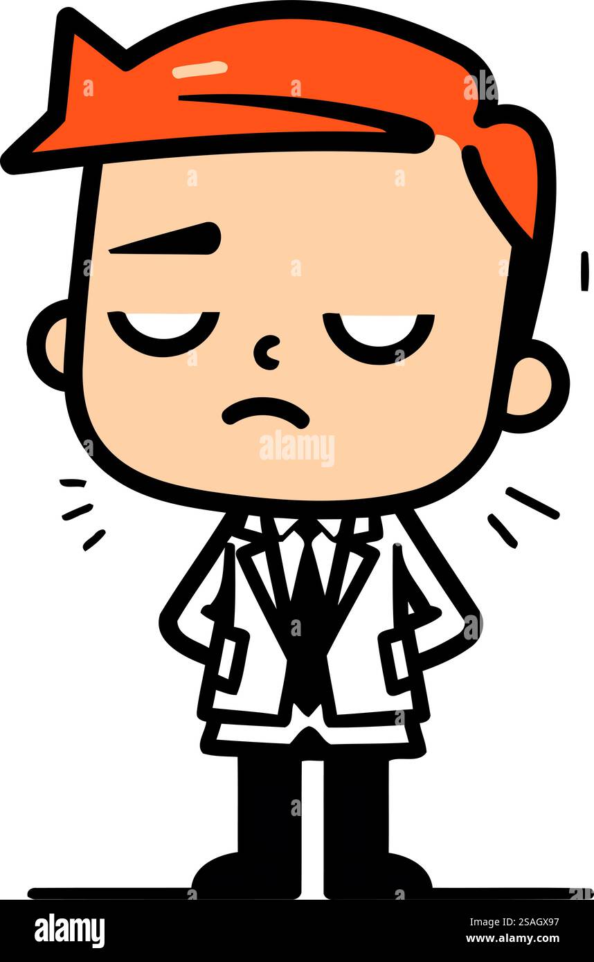 Sad doctor cartoon character. Vector illustration of tired doctor ...