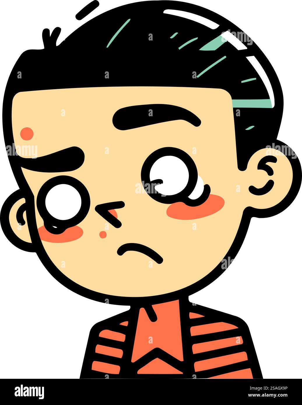 Upset boy cartoon vector illustration. Isolated on white background ...