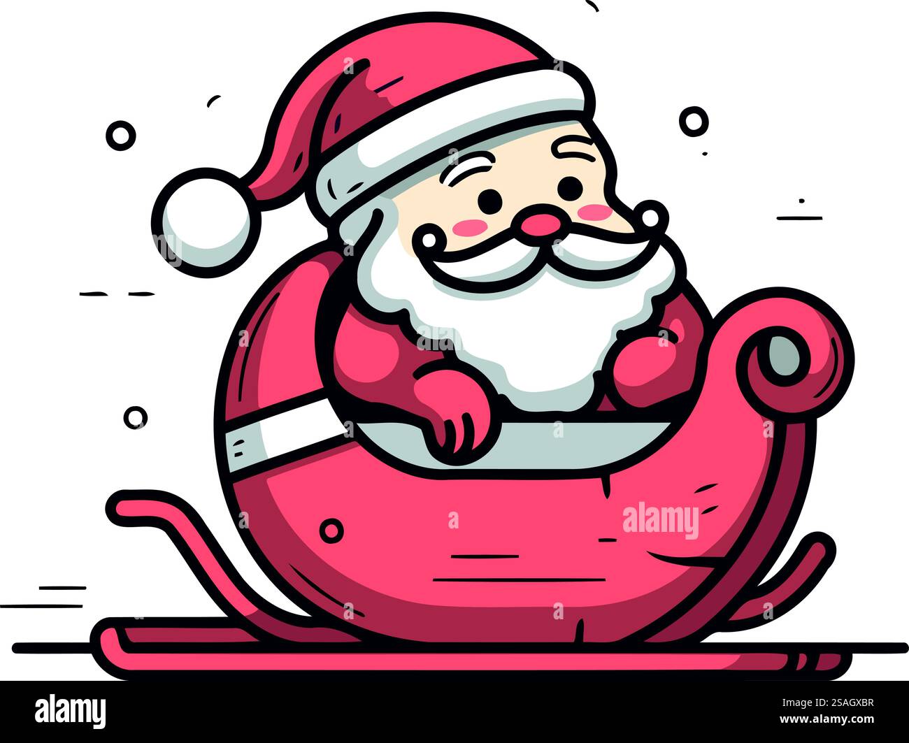 Santa Claus sitting in sleigh. Christmas and New Year vector ...