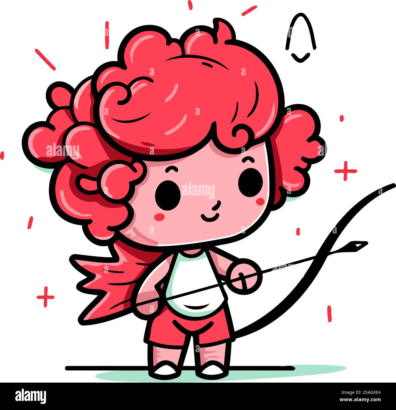 Cute little cupid with bow and arrow. Vector illustration Stock Vector Image & Art - Alamy
