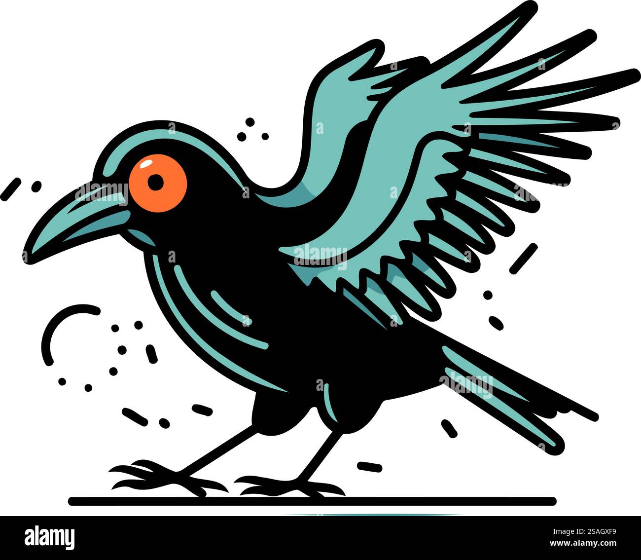 Crow bird. Vector illustration isolated on white background. Flat style ...