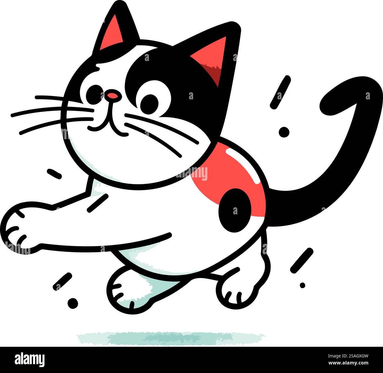 Cartoon cat running vector illustration. Cute cartoon cat character ...