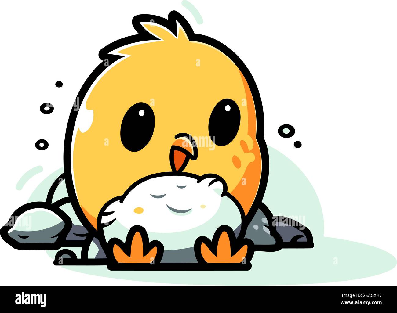 Cute Chicken Crying Cartoon Vector Illustration. Isolated On White ...