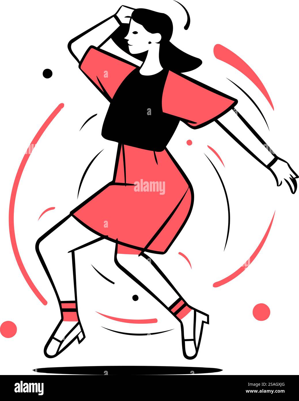 Vector illustration of a girl dancing in the style of flat design Stock ...